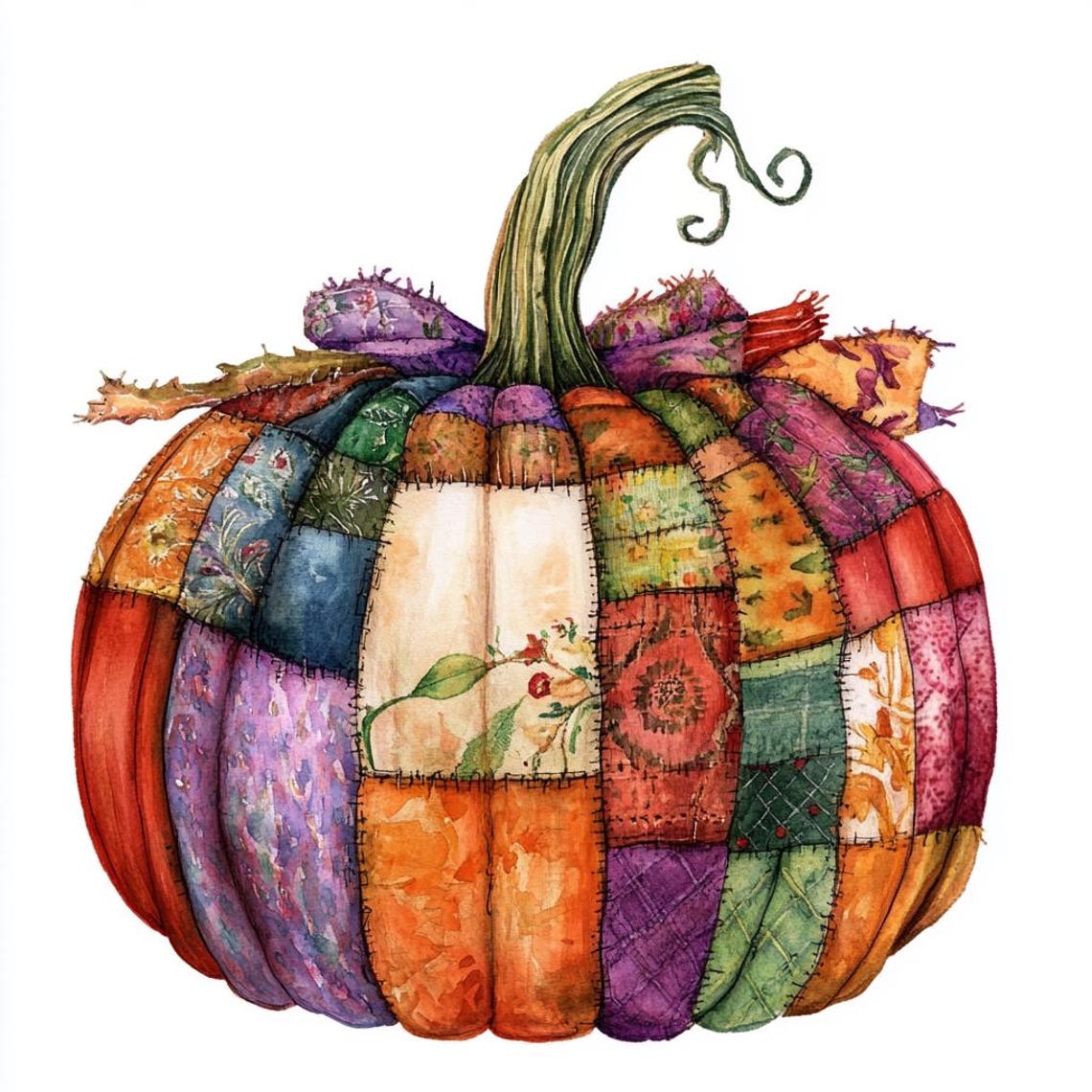 Pumpkins Patchwork Cliparts, Commercial Use Pumpkins Art, 10 Print ...