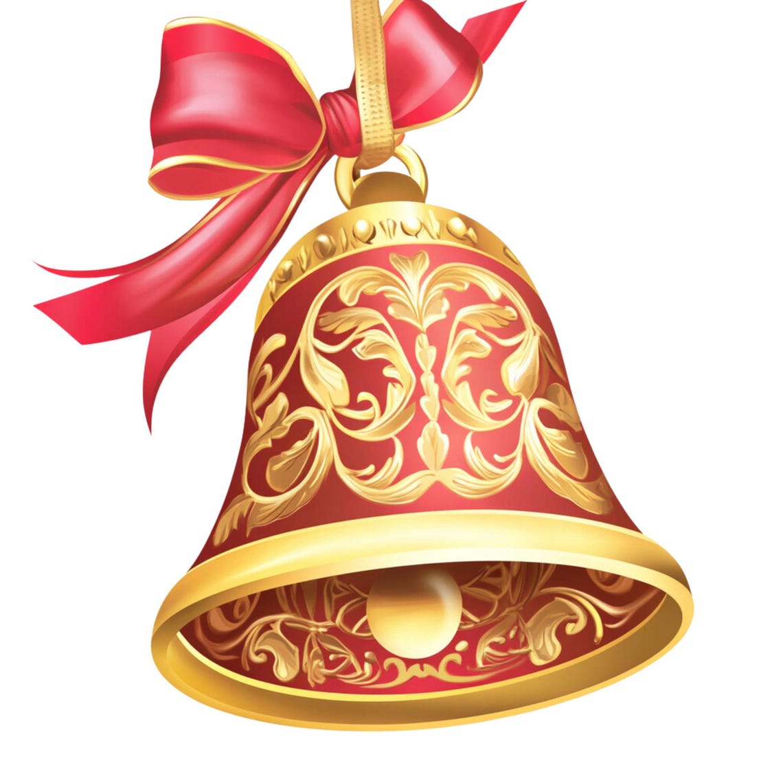Christmas Bell Ornament Clipart: Festive Digital Image (PNG) - Etsy