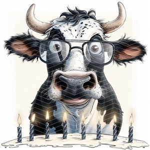 Funny Cow Clipart Bundle, Surprised, Scared, Confused (JPG, Commercial ...