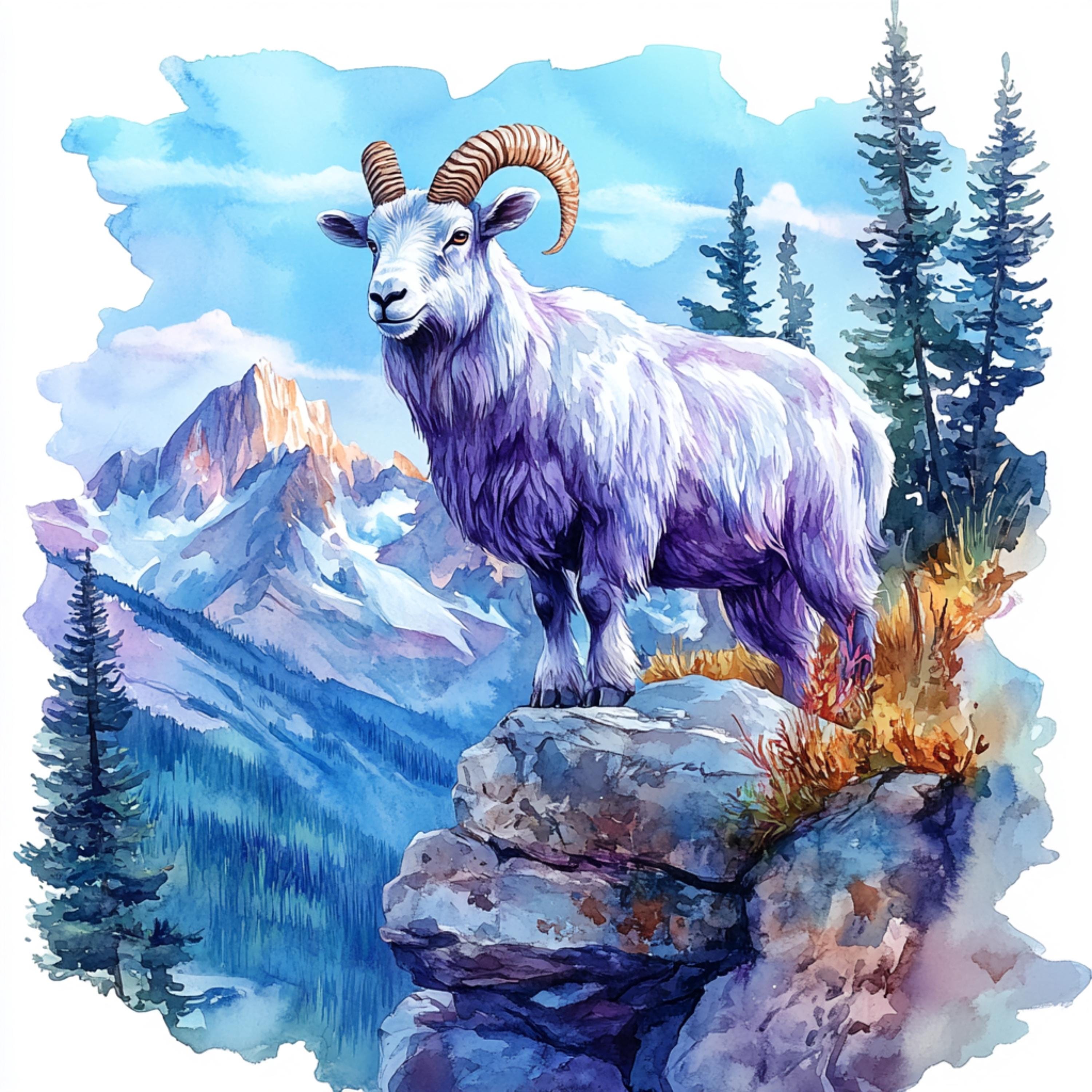 10 Aries Zodiac Sign Clipart, Mountain Goat Wall Art, High-quality JPG ...
