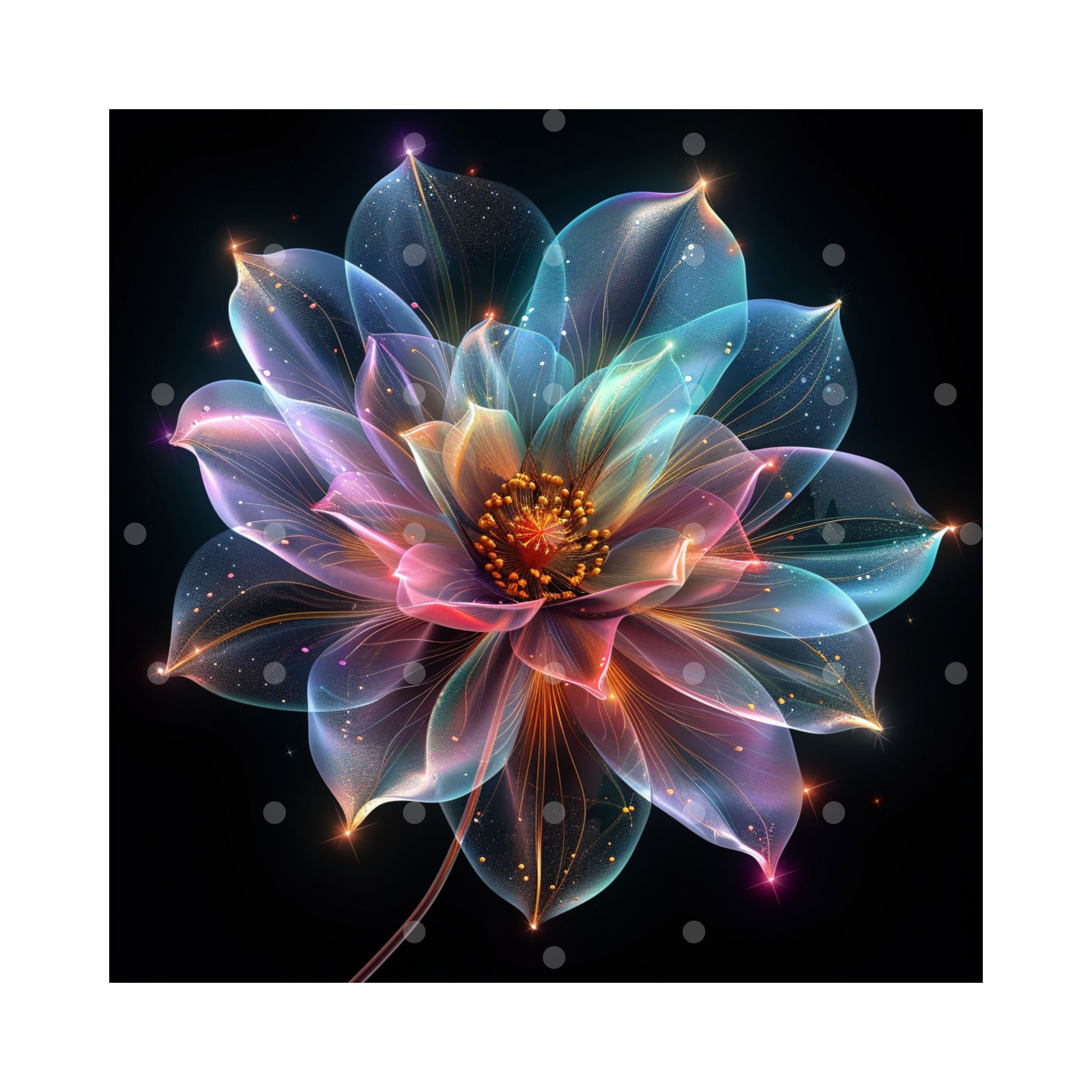 12 JPG Neon Flowers Black Background Clipart, Printable Watercolor ...