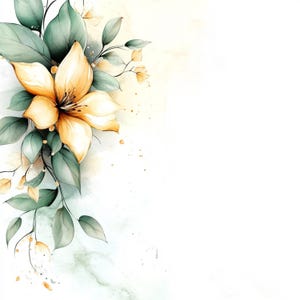 Watercolor Floral Side Border Clipart: Elegant Flower Designs (digital ...
