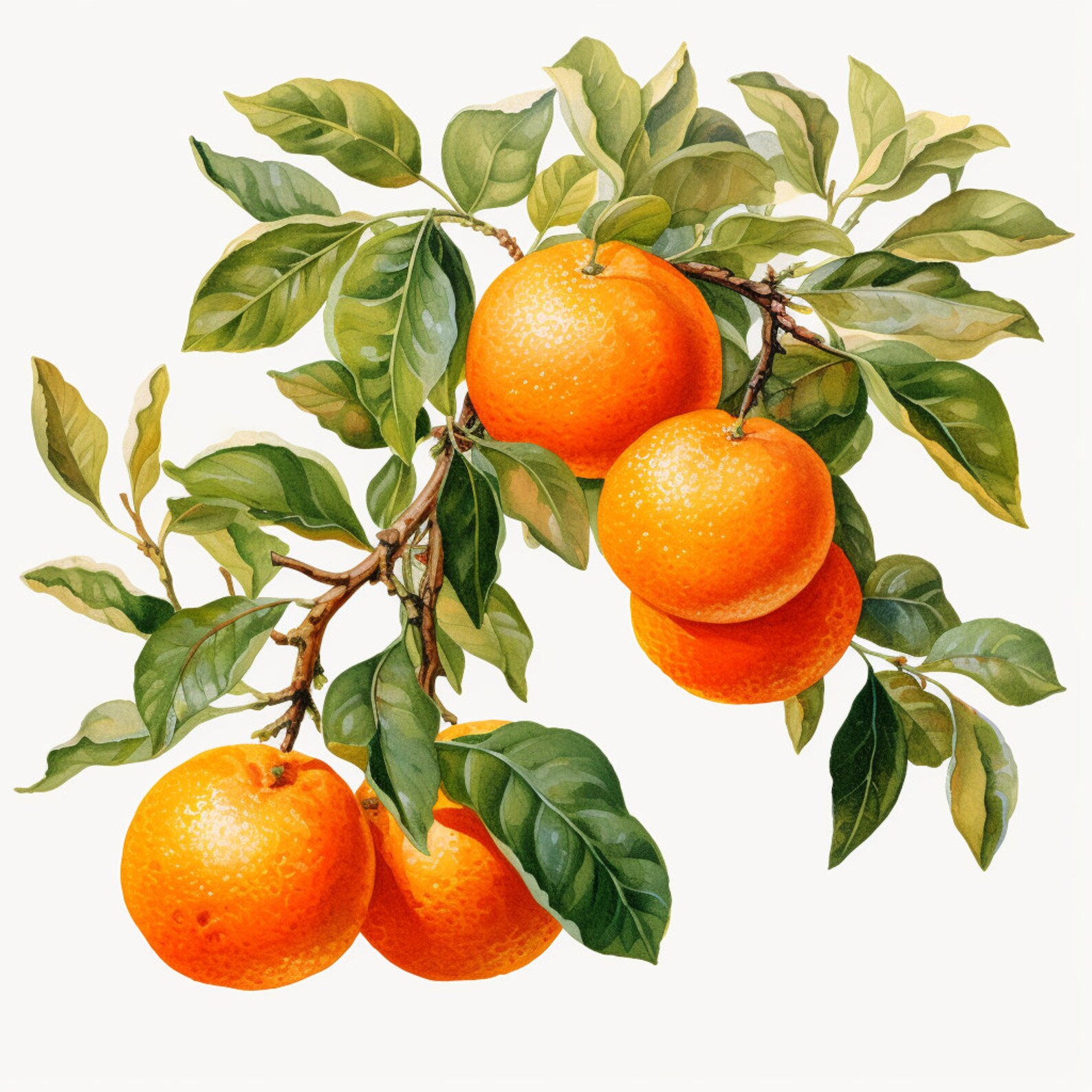 Orange Branch Clipart, 12 PNG Orange Watercolor Png, Orange Wreath ...