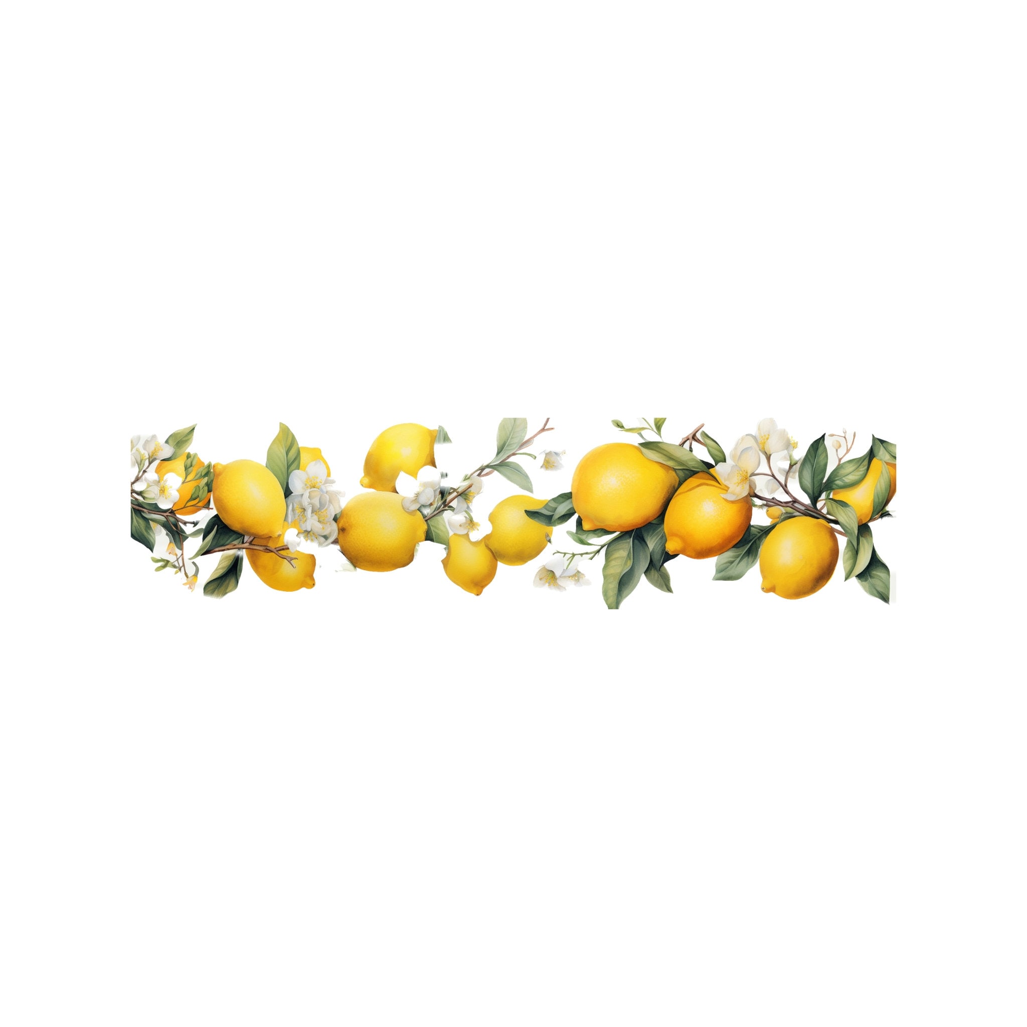 Lemon Branch Watercolor Clipart: Floral Border Image (JPG), Spring ...