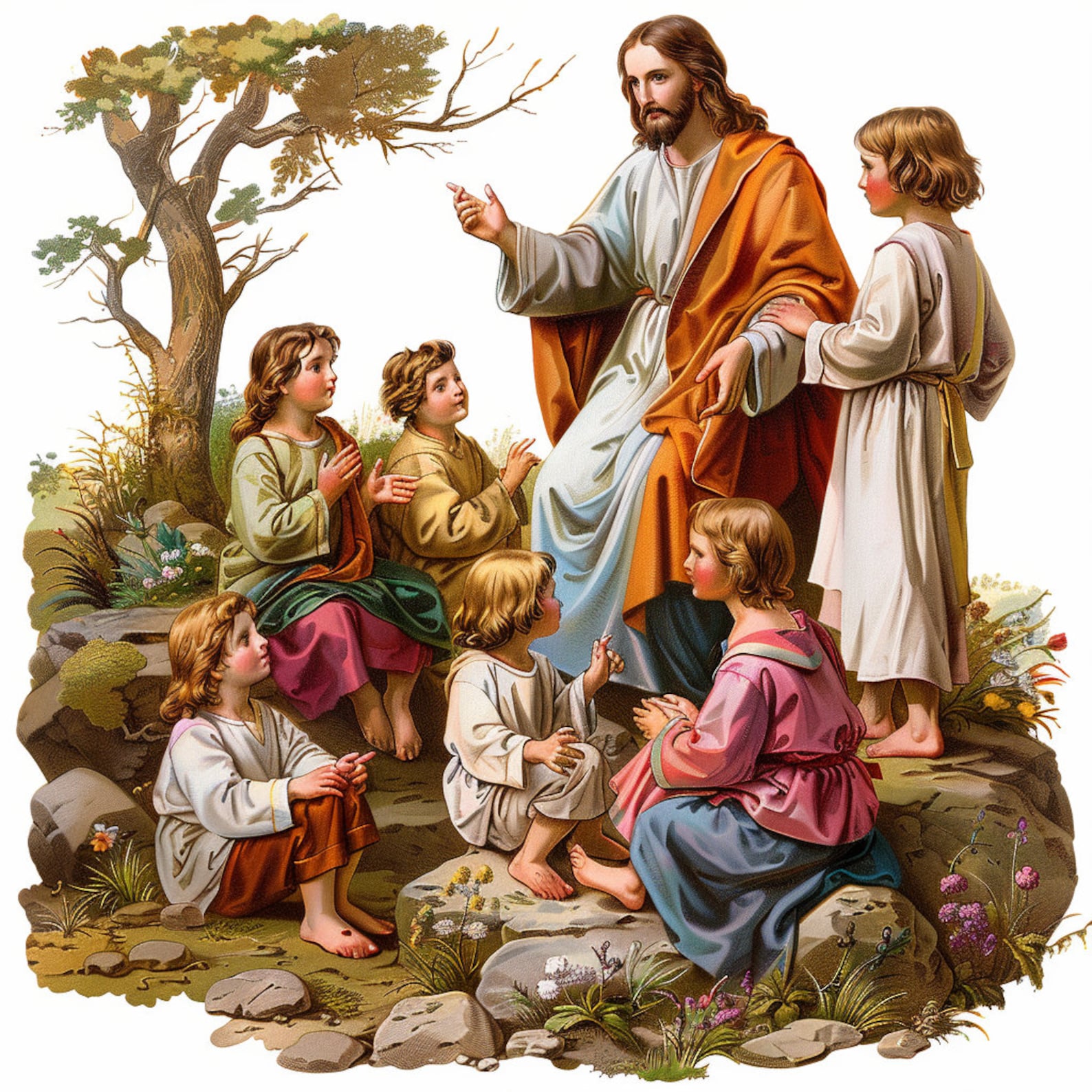 14 Jesus With Children, Jesus Clipart Bundle Blessing Pose ...
