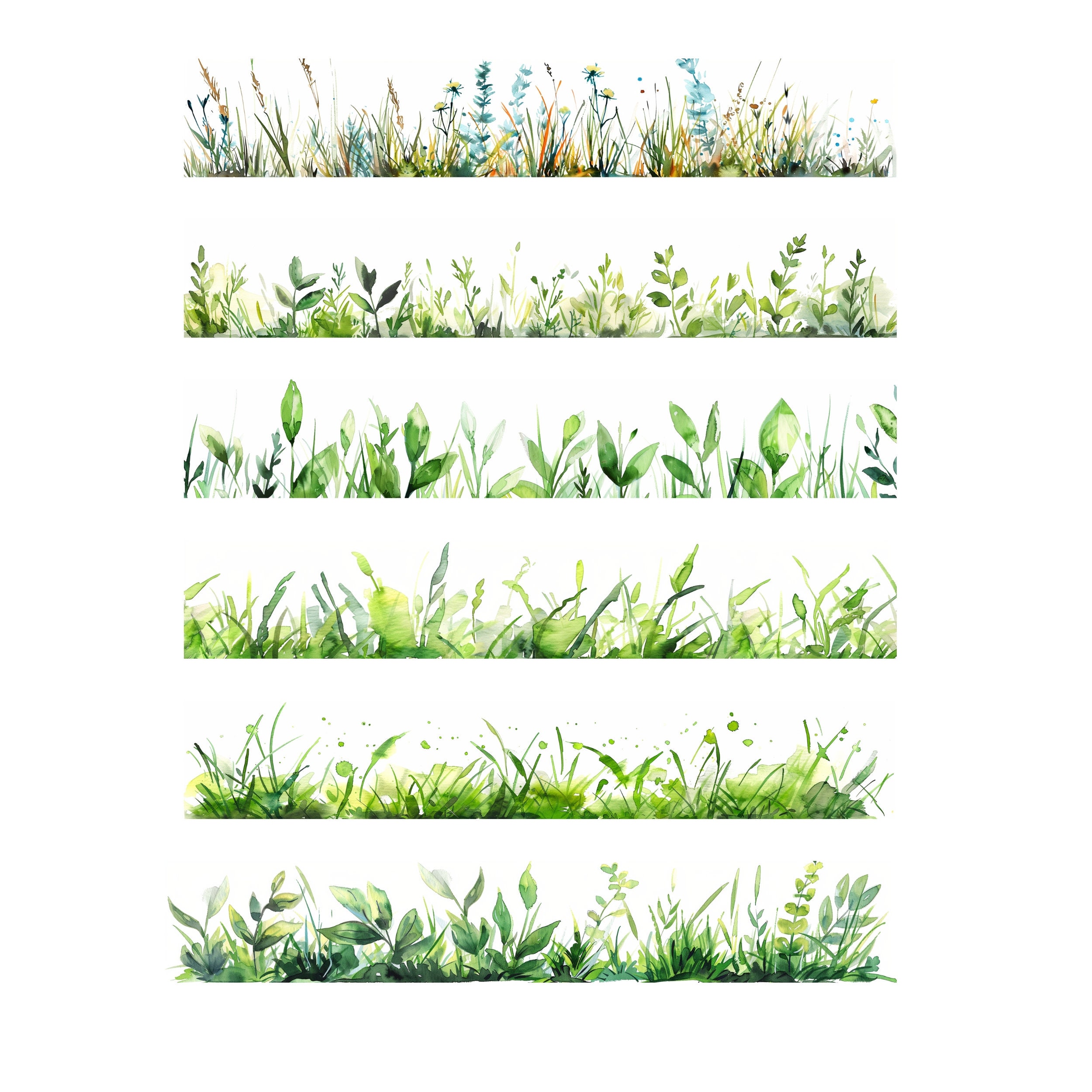 Green Grass Border Clipart: Lawn Graphics Bundle (PNG), Spring Clipart ...