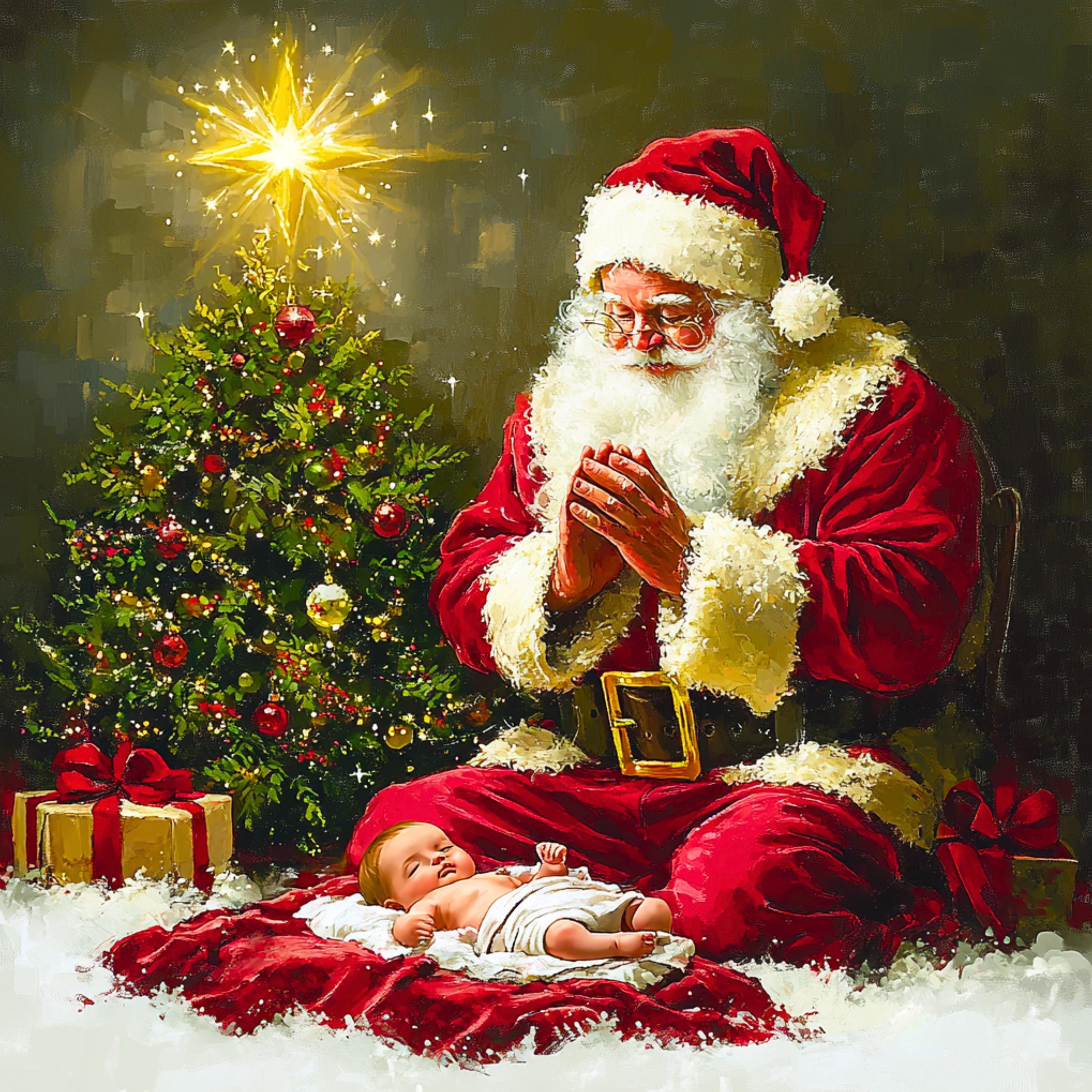 Baby Jesus and Santa, High-quality JPG, Digital Download, Religious ...