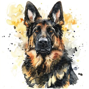 Watercolor German Shepherd Clipart: Dog Portrait PNG (digital Download ...