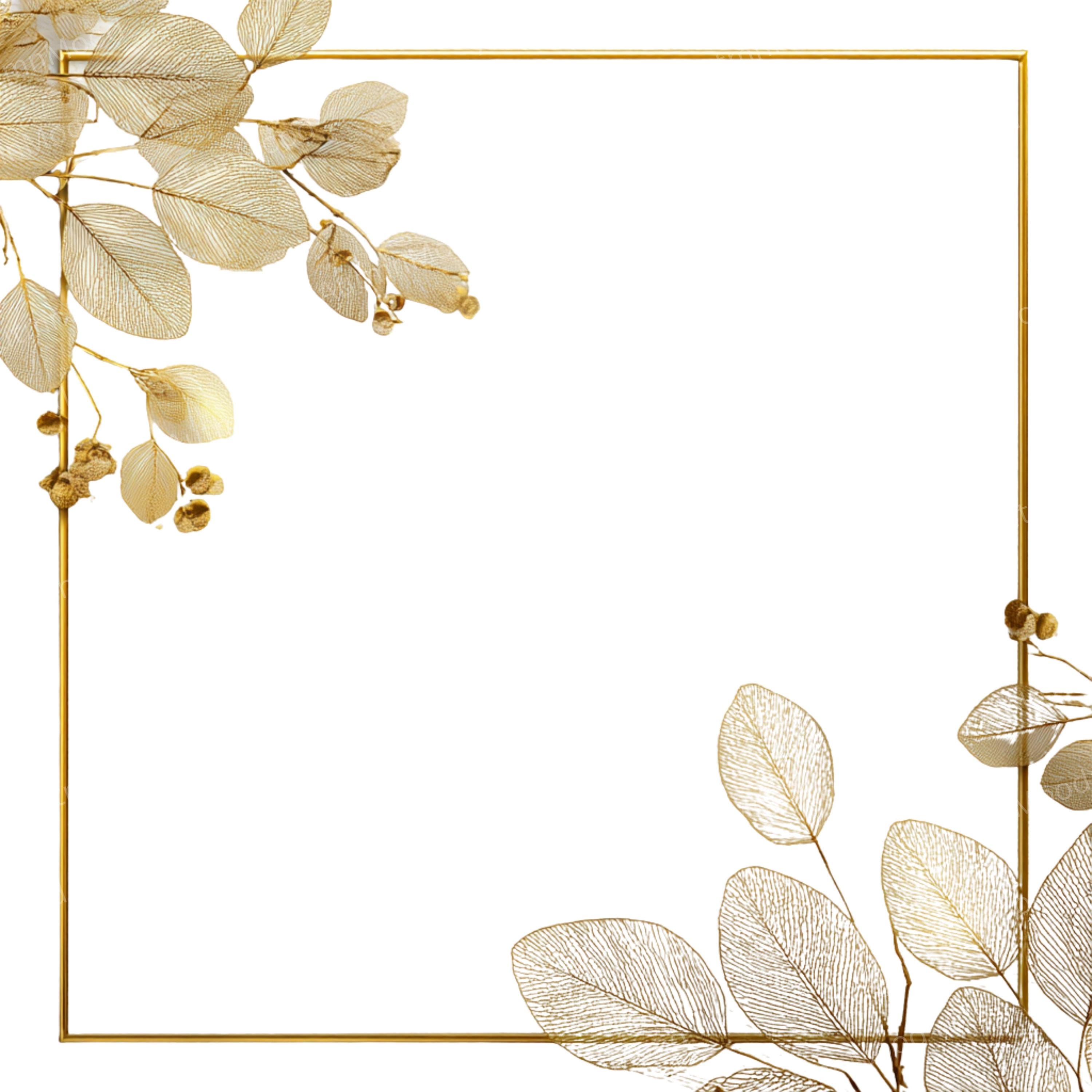 12 Gold Leaf Frame Clipart: Elegant PNG Borders (digital Download ...