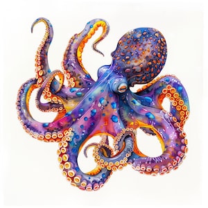 12 Octopus Clipart, JPG Clipart. Watercolor Octopus, Printable ...