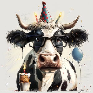 Happy Birthday Clipart, 12 JPG, Funny Cow Clip Art, Cute Cow Clipart ...