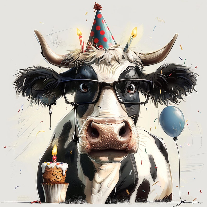 Happy Birthday Clipart, 12 JPG, Funny Cow Clip Art, Cute Cow Clipart ...