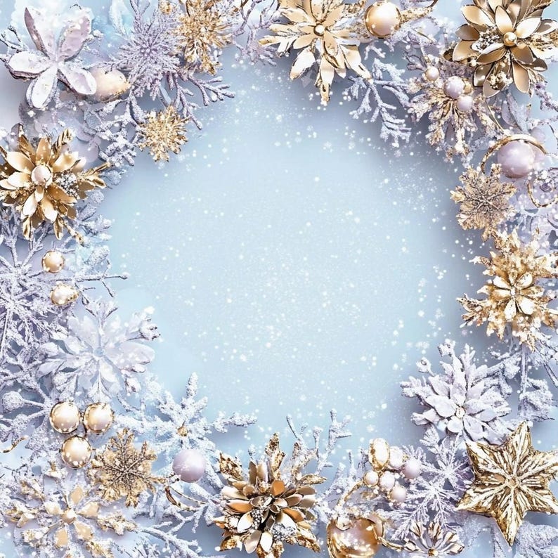 Christmas Floral Snowflake Frames: Winter Clipart (digital Download) - Etsy