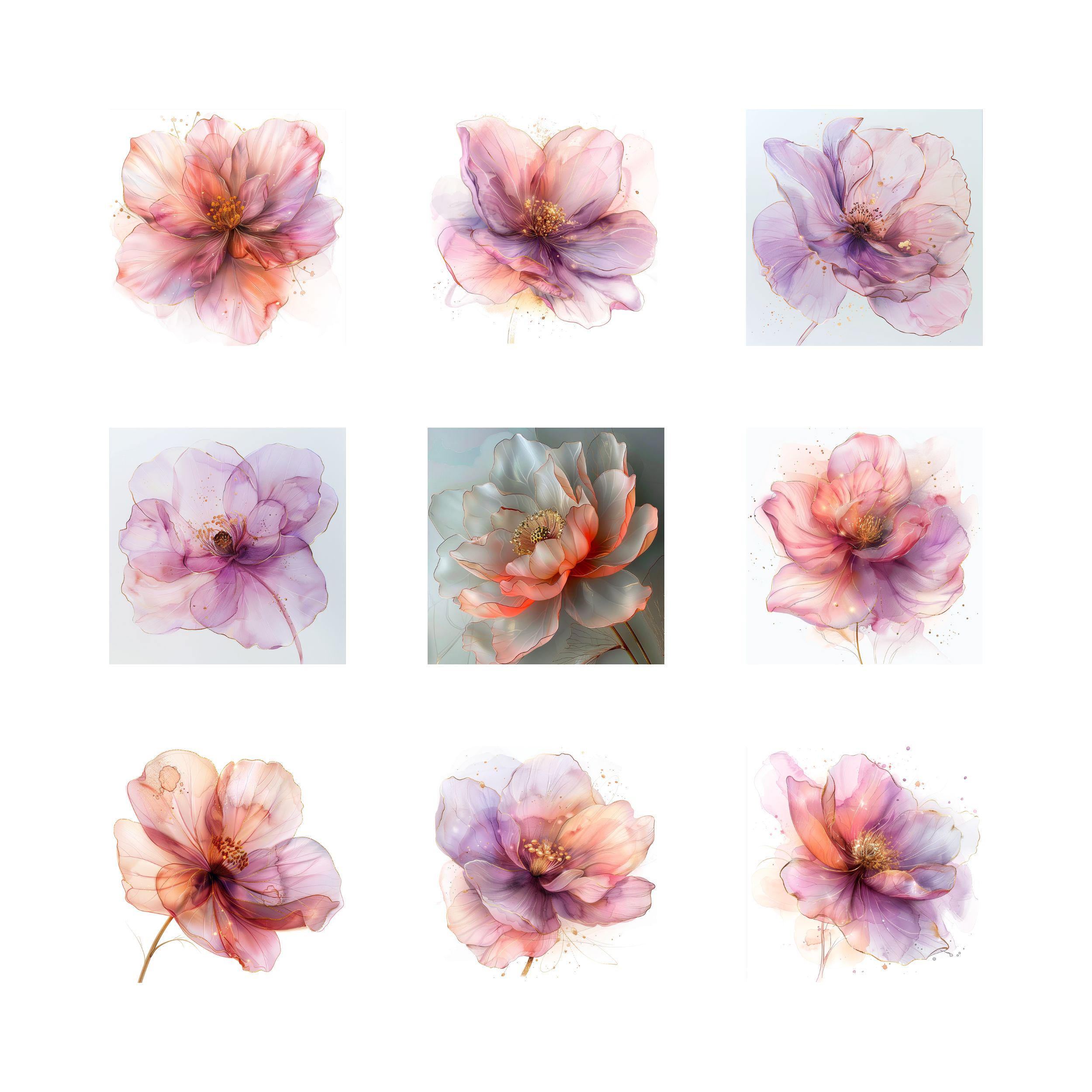 Abstract Watercolor Flower Clipart Bundle (digital Download) - Etsy