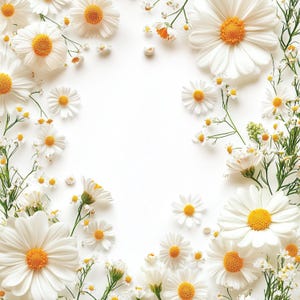 Daisy Frame Clipart: Watercolor Floral Borders (JPG Digital Art) - Etsy