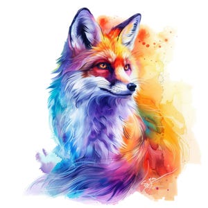 12 PNG Fox Neon Clipart , Fox Clip Art, Baby Fox Wall Art, Watercolor ...