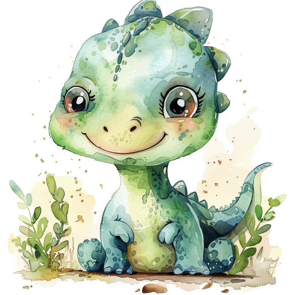 12 Baby Dino, Clipart, Baby Dinosaur, Printable Watercolor Clipart ...