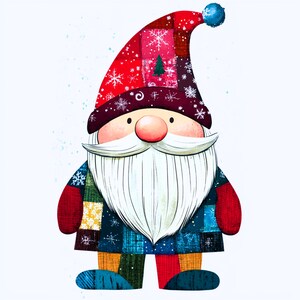 Christmas Gnomes Patchwork Clipart, Commercial Use Gnome Art, Print ...