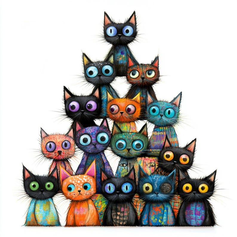 Cat Pyramid Clipart: Whimsical Feline Art (digital Art) - Etsy