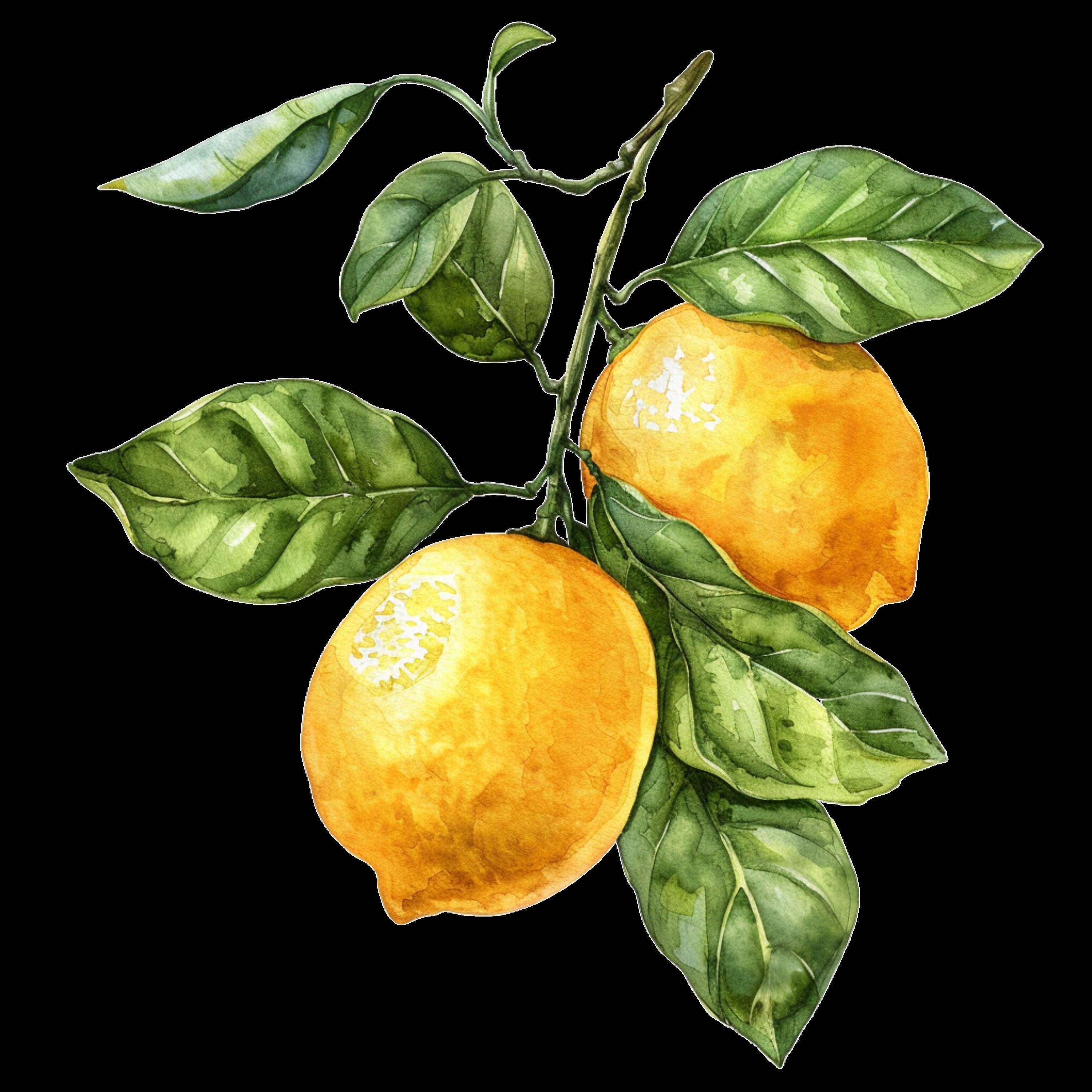 10 PNG Lemon Watercolor Clipart, Lemon Branch Clipart, Lemon Wreath ...