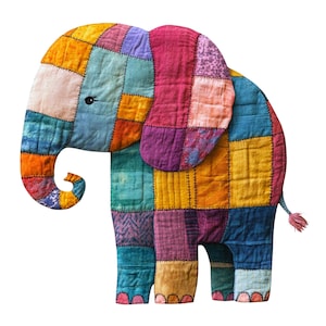 Patchwork Elephant Clipart: Watercolor Style PNG (digital Download) - Etsy
