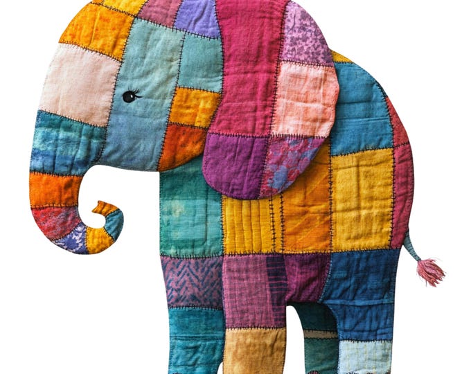 Patchwork Elephant Clipart: Watercolor Style PNG (digital Download) - Etsy