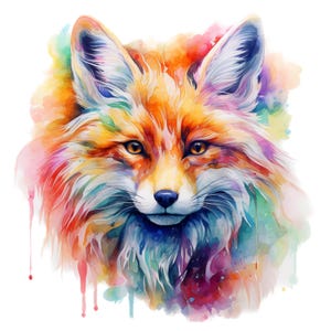 12 PNG Fox Neon Clipart , Fox Clip Art, Baby Fox Wall Art, Watercolor ...
