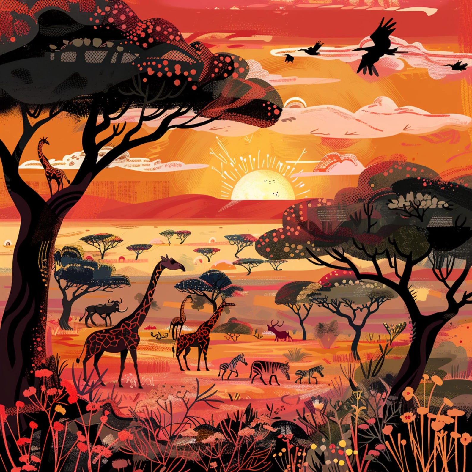 16 SAVANNAH SCENIC VIEW Clipart, Beautiful African Lanscape, Digital ...