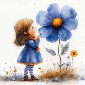 Watercolor Baby Girl Clipart: Flower Illustrations (JPG) - Etsy