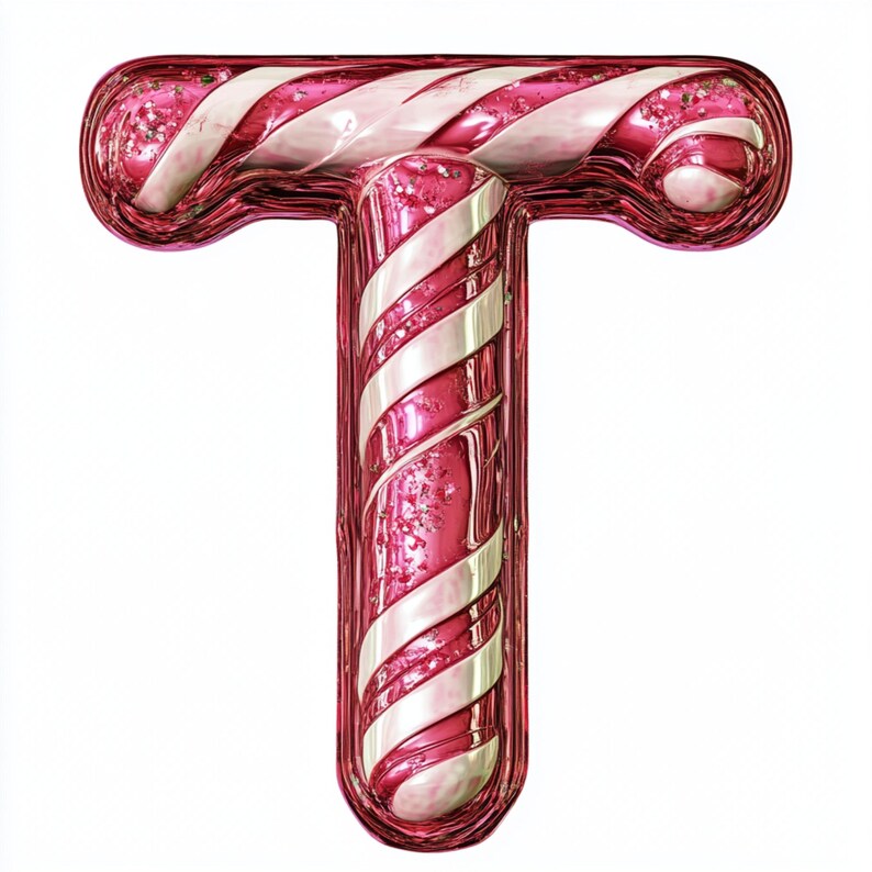 Christmas Candy Alphabet PNG: Glittering Candy Cane Font (digital ...