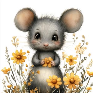 12 Cute Mouse Clipart JPG, Cartoon Mice Illustrations, Printable Mouse ...