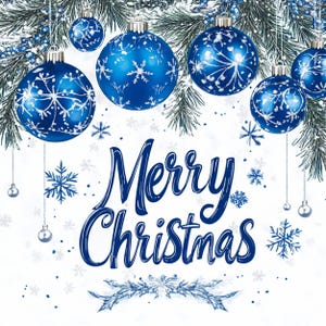 Blue Christmas Greeting Card: Festive Holiday Art (digital Image) - Etsy