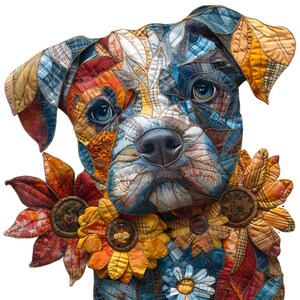 Patchwork Puppy Digital Images: Colorful Dog Illustration (PNG) - Etsy