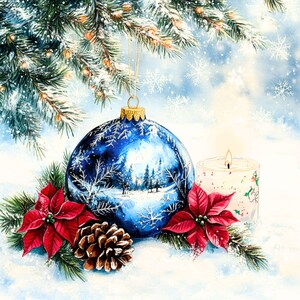 Blue Christmas Ornament Digital Images: Holiday Clipart (digital ...