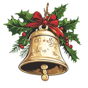 Christmas Bell Ornament Clipart: Festive Digital Image (PNG) - Etsy