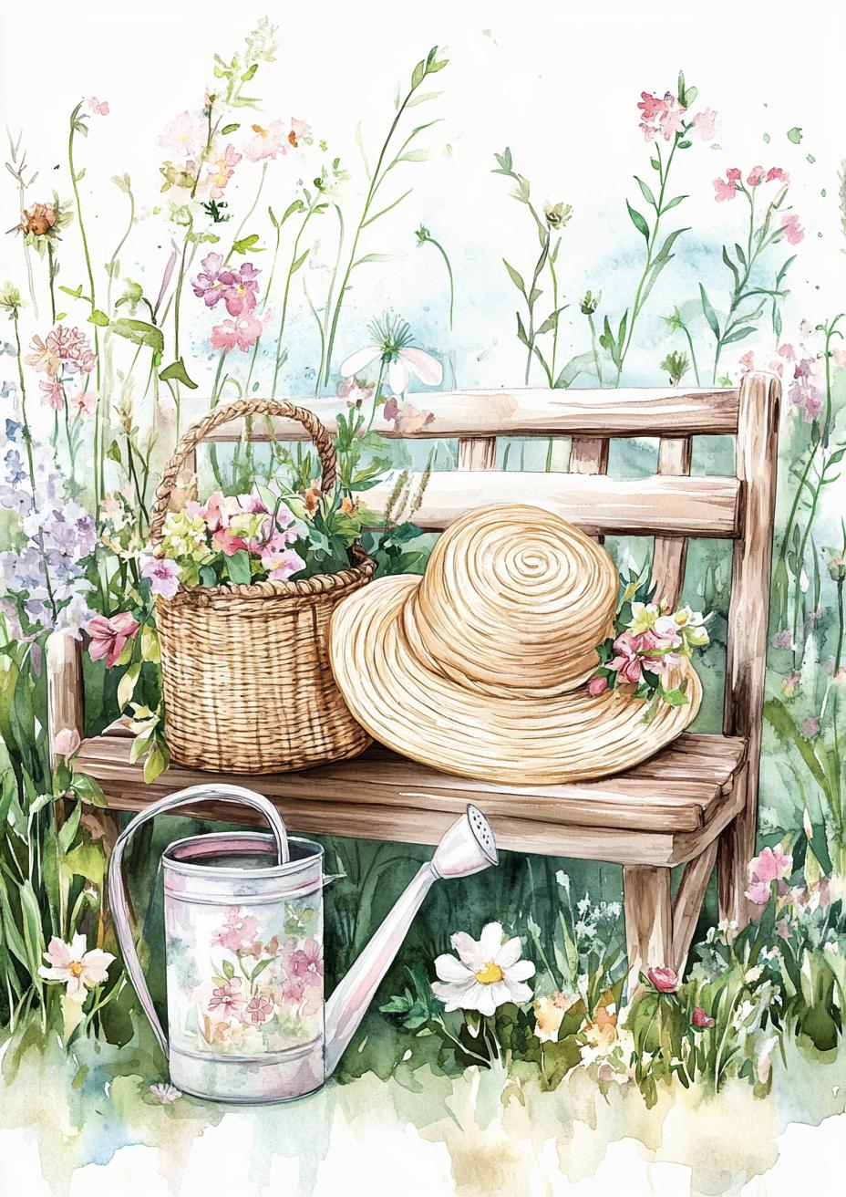 10 Watercolor Gardening Clipart Bundle: Garden Tools, Water Cans ...