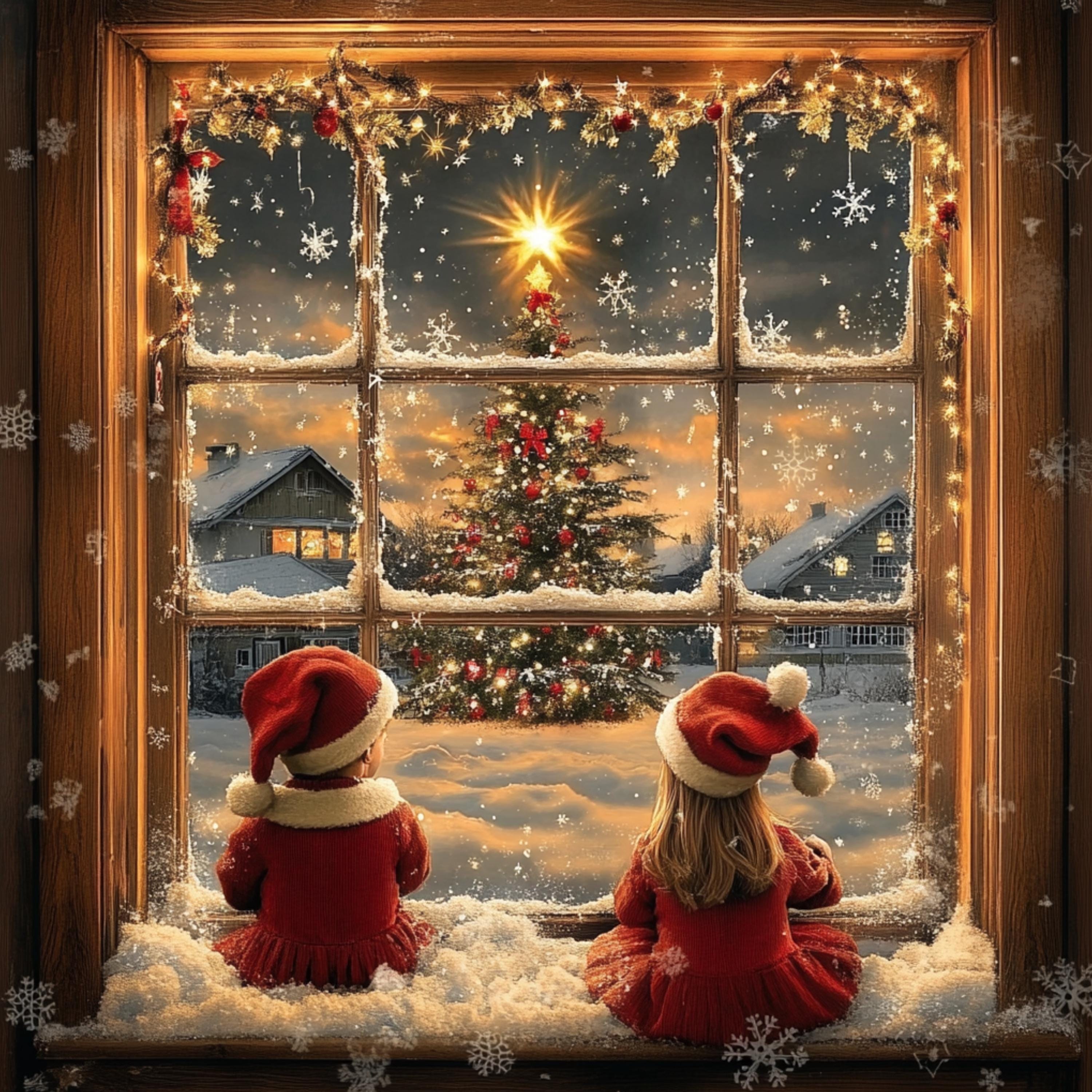 Christmas Window View Clipart: Holiday Children JPG Images (digital ...