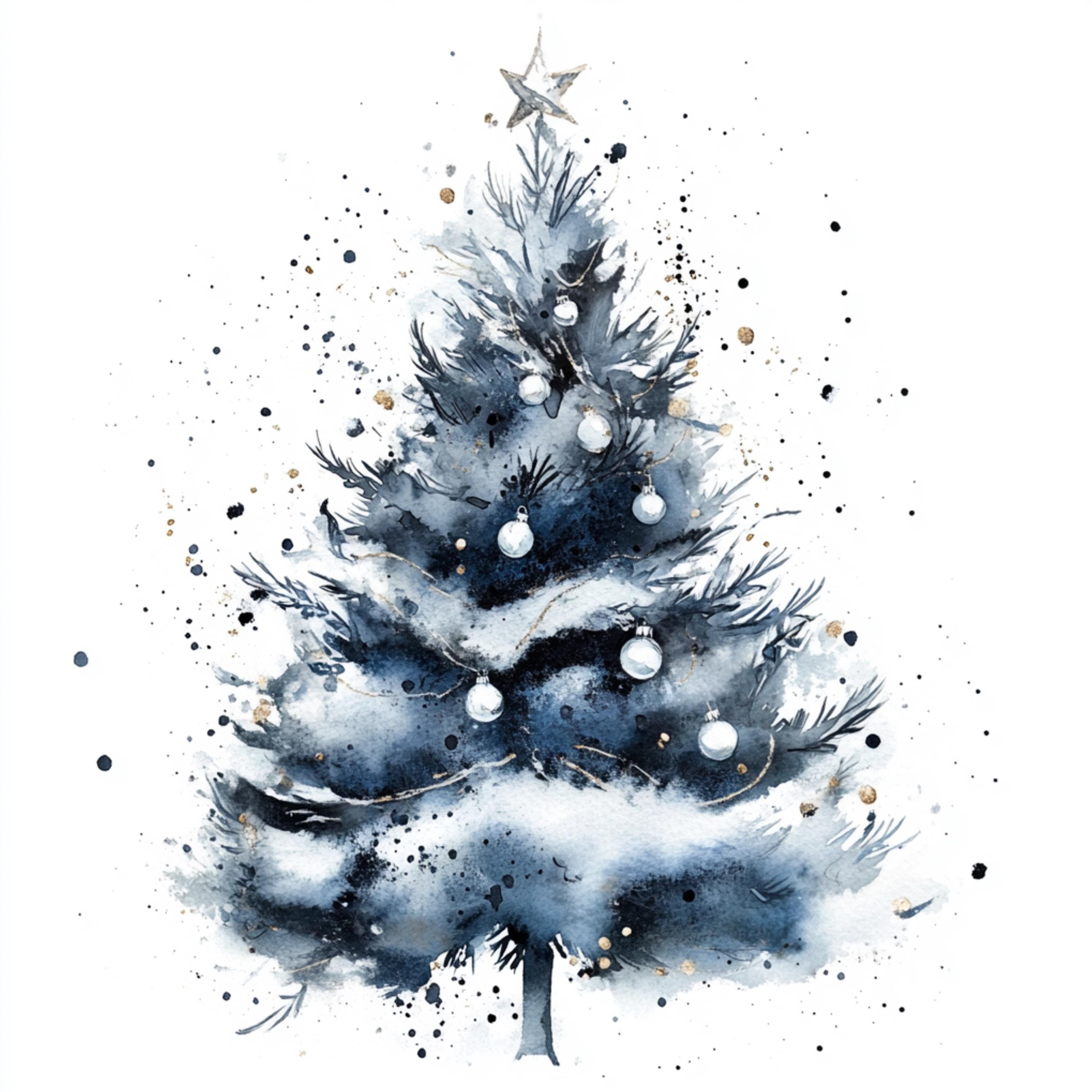 Rustic Watercolor Christmas Tree Clipart: Holiday Decor (digital ...
