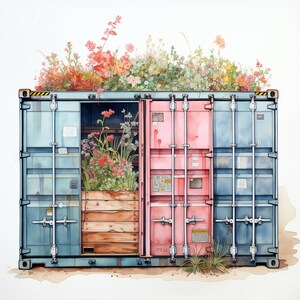 12 Floral Container Clipart, Container Loaded With Flowers, Floral Box ...