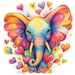 12 PNG Elephant Hearts Valentine Day Clipart, Cute Elephant Love ...