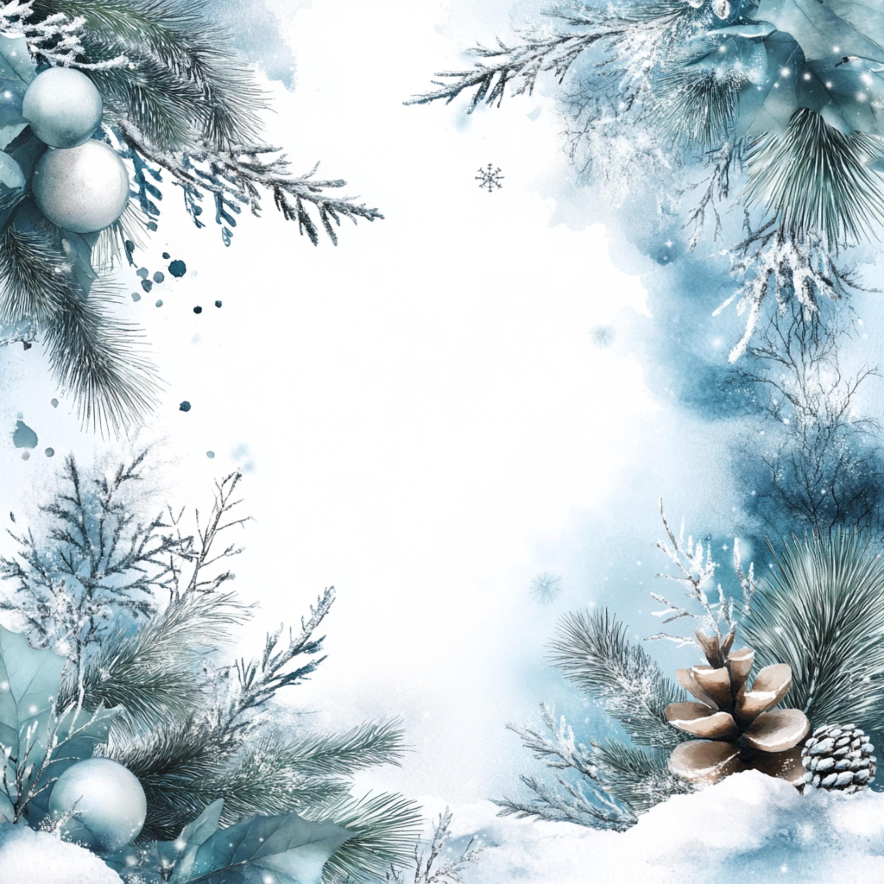 Christmas Watercolor Frame Clipart: Festive Winter Borders (digital ...