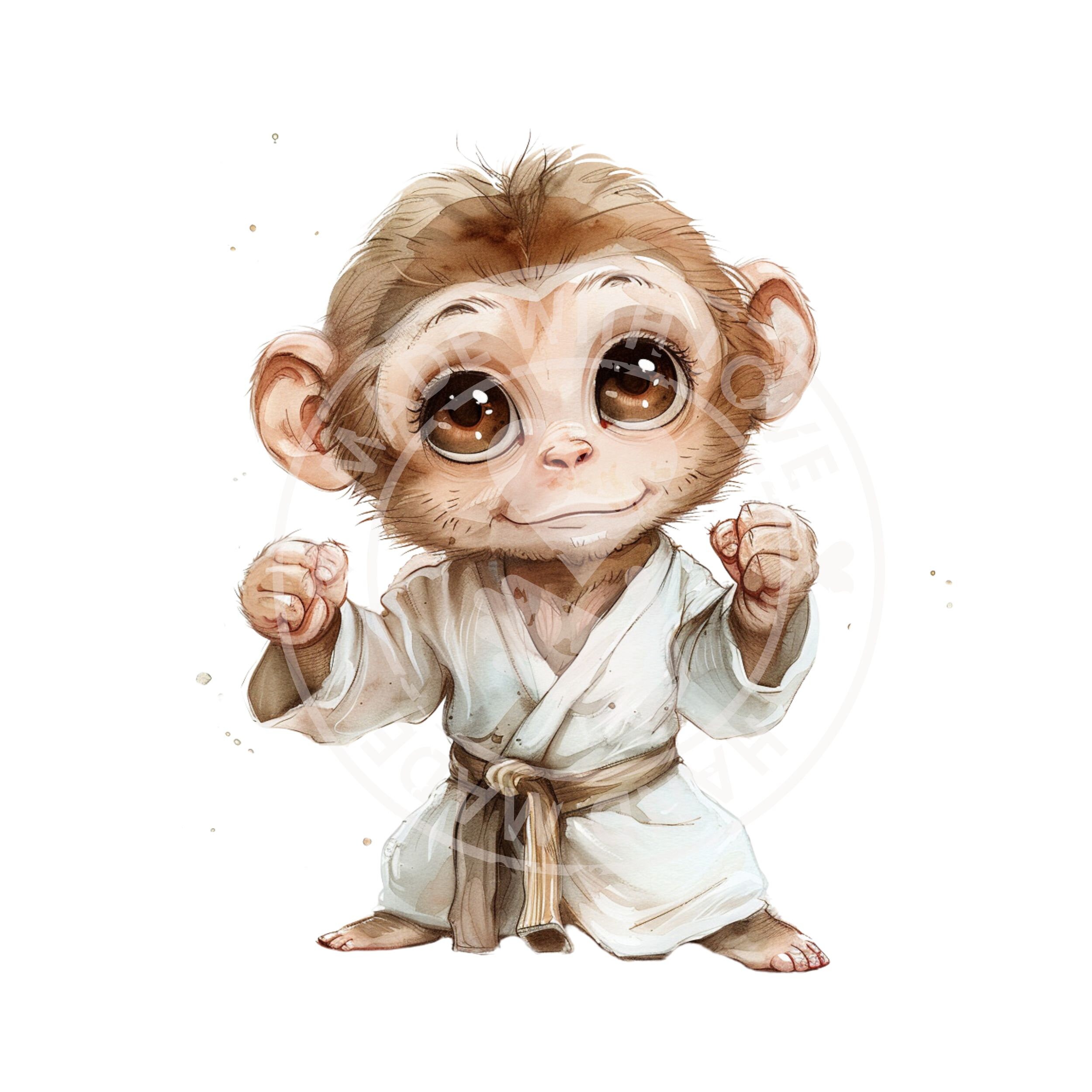 12 PNG Cartoon Monkey Clipart, Baby Monkey Sensei Png, Printable ...