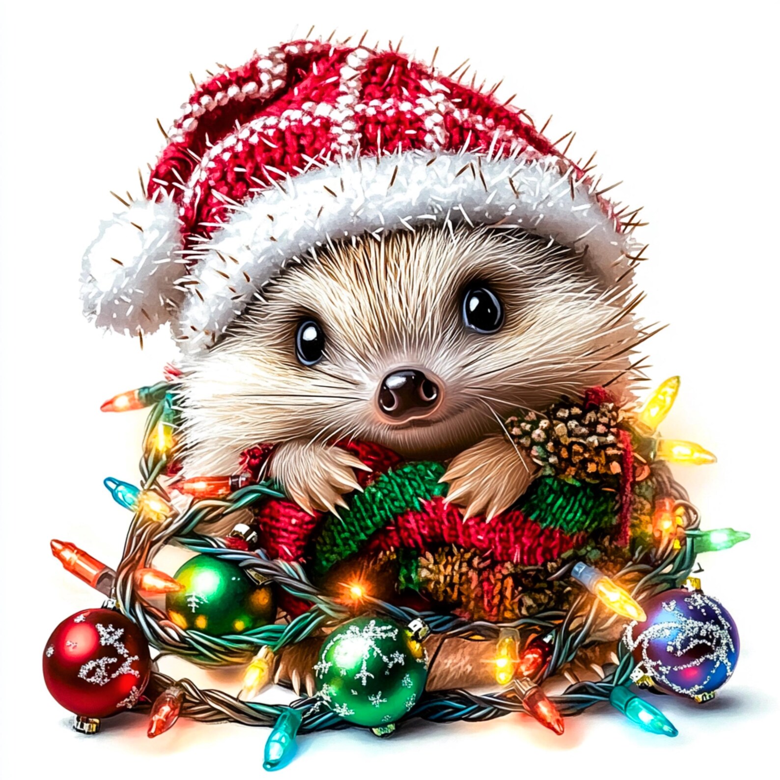 Christmas Hedgehog Clipart: Festive Holiday Animal Art (digital ...