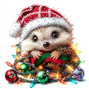 Christmas Hedgehog Clipart: Festive Holiday Animal Art (digital ...