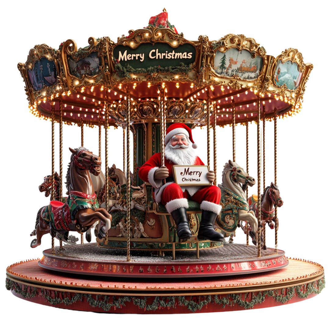 Christmas Santa Carousel Digital Image: Festive Holiday Clipart (PNG ...