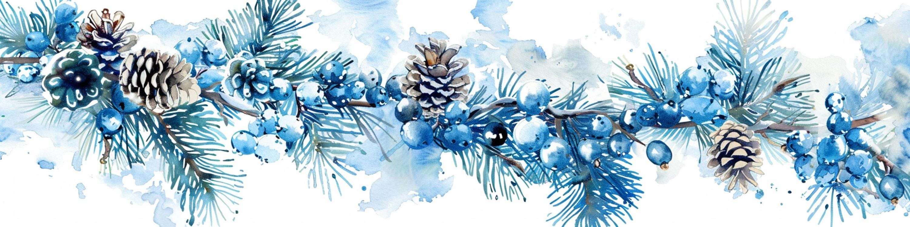 Snow Pine Cones Digital Art: Winter Holiday Print (commercial Use ...