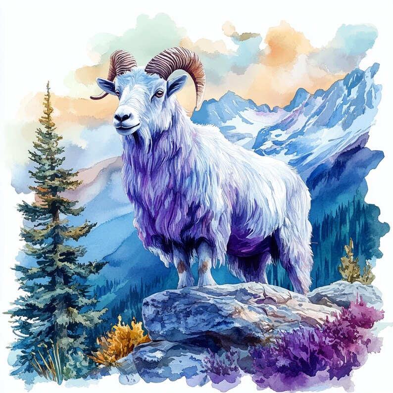10 Aries Zodiac Sign Clipart, Mountain Goat Wall Art, High-quality JPG ...