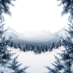 12 Winter Frame Art Landscape Clipart, Watercolor Winter Scene, High ...