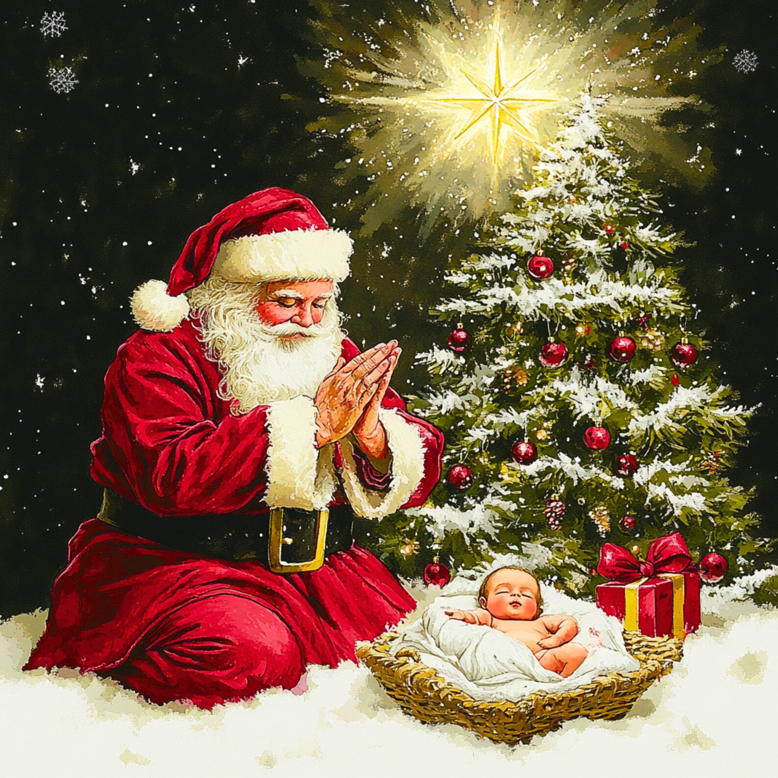 10 Santa and Baby Jesus Christmas Art: Religious Holiday Decor (digital ...