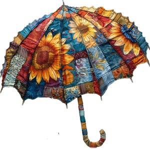 Patchwork Floral Umbrella Digital Image (PNG Clipart) - Etsy